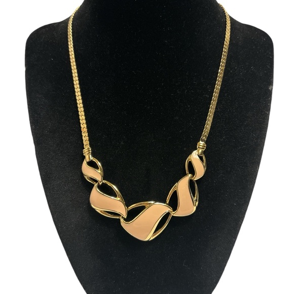 Trifari | Jewelry | Trifari Gold Tone Blush Pink Enamel Wave Design ...